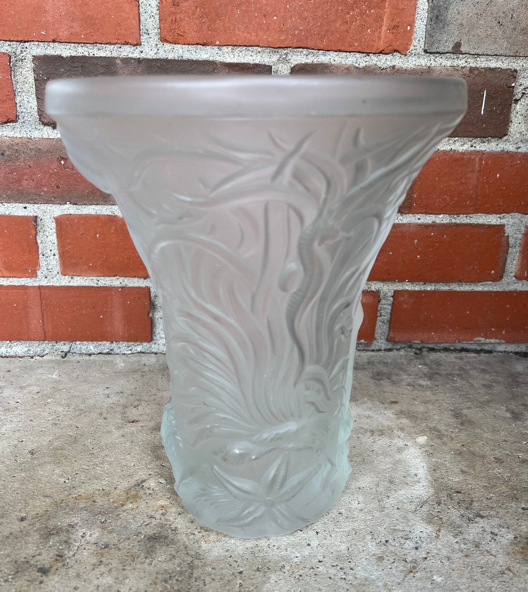 Old Antique 10 1/4” Czech Art Deco Barolac Aquarium Satin Glass Vase ...