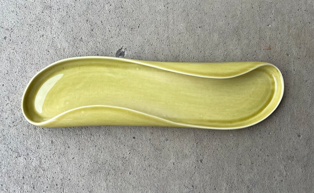 Vintage MCM Mid-century Modern Retro Mod Russel Wright American Modern Chartreuse 13 Celery Dish ...