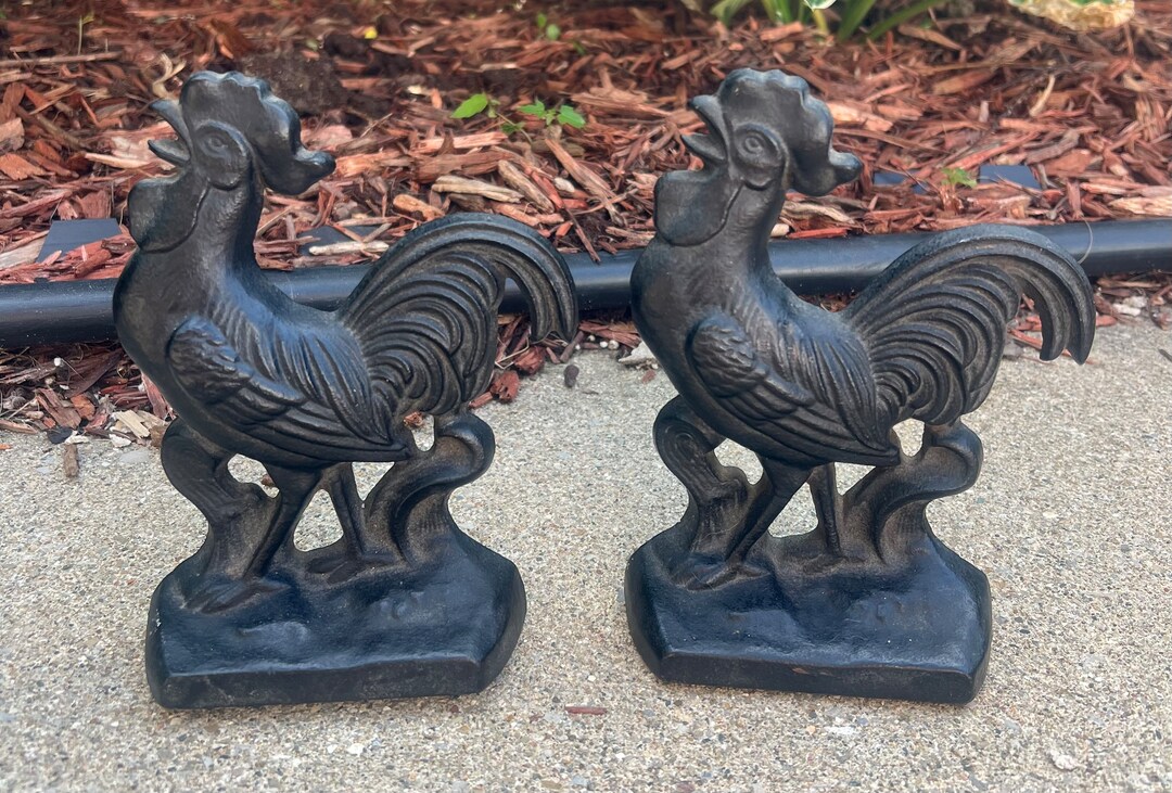 Vintage Cast Iron Rooster Chicken Farmhouse Bookends Book Ends L0624 - Etsy