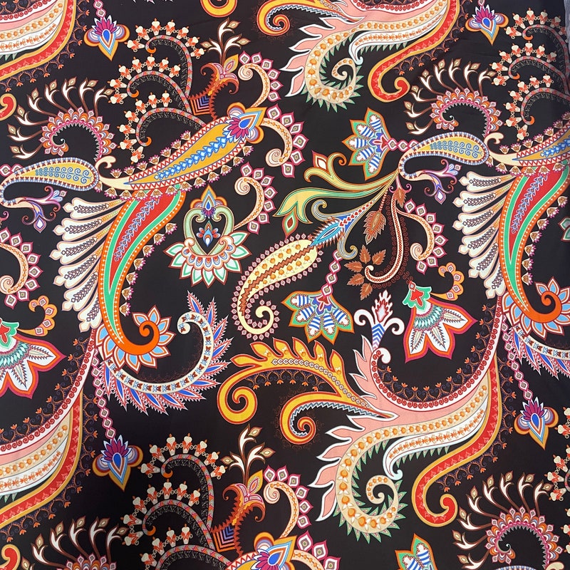 Black Paisley Fabric - Etsy