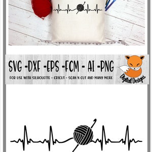 Crochet EKG Svg - Dxf - PNG - Fcm - Eps - Ai - Cut File for Silhouette ...