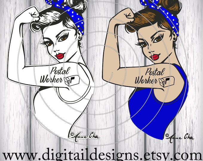 Postal Worker Girl Power SVG Eps Ai Dxf Cut File Silhouette Cricut Mail ...