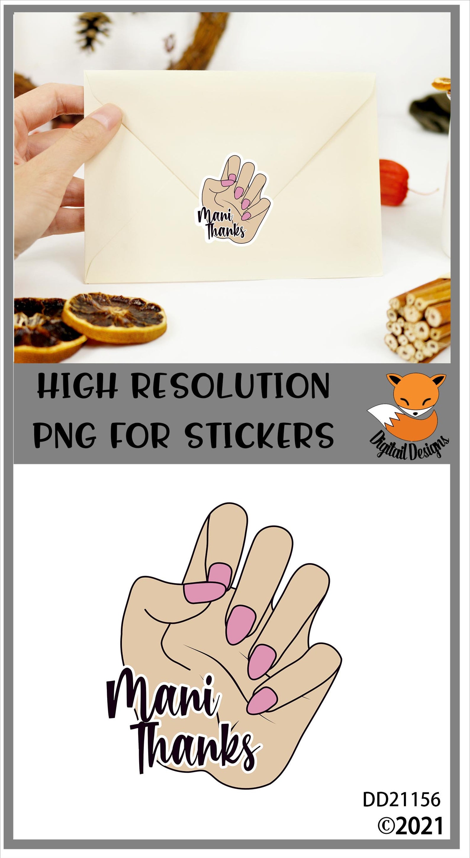 Mani Thanks Printable Sticker for Small Businesses - Etsy