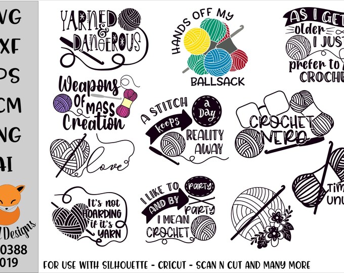 Crochet Bundle SVG Dxf Png Fcm Eps Ai Cut File Silhouette Cut File ...