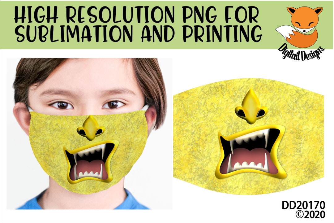 Funny Monster Mouth Face Mask Design PNG - Instant Download - Face Mask ...