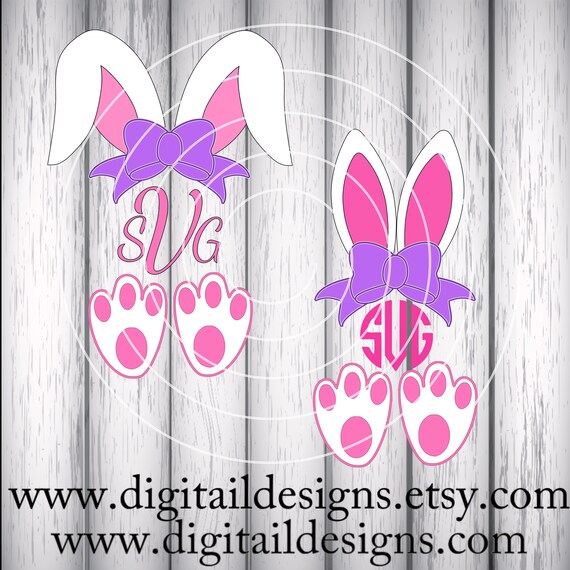 Easter Bunny Monogram SVG png dxf eps ai fcm | Etsy