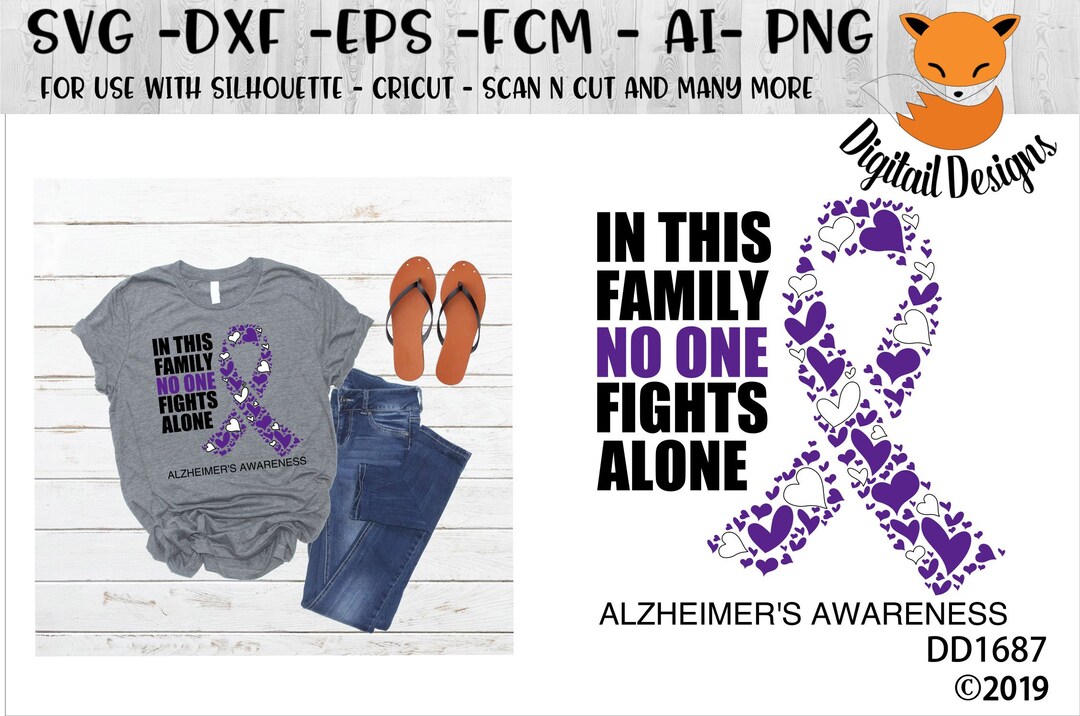 Alzheimer's Awareness Ribbon SVG - Png - Fcm - Eps - Dxf - Ai - Cut ...