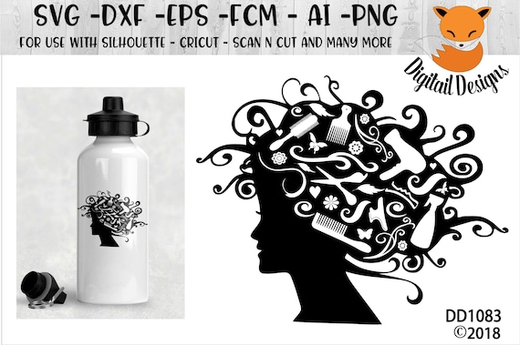Cabeza de estilista de pelo SVG png dxf eps ai fcm | Etsy