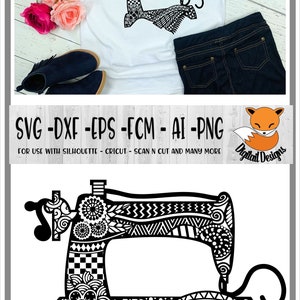 Zentangle Sewing Machine SVG - Png - Eps - Fcm - Ai - Doodle Sewing ...