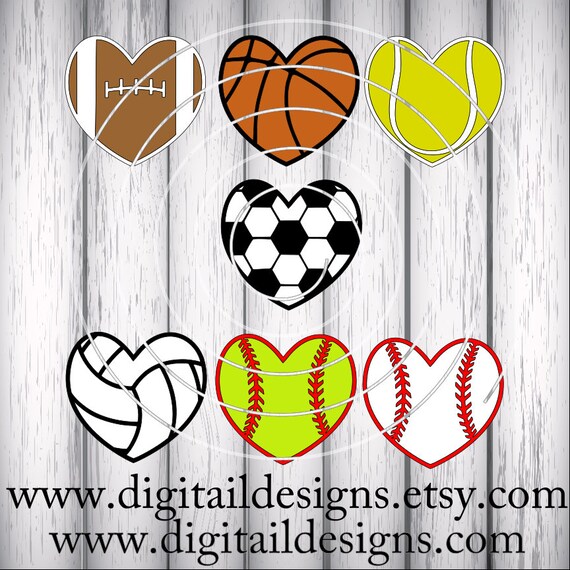 Sports Hearts SVG png dxf eps ai fcm Baseball | Etsy