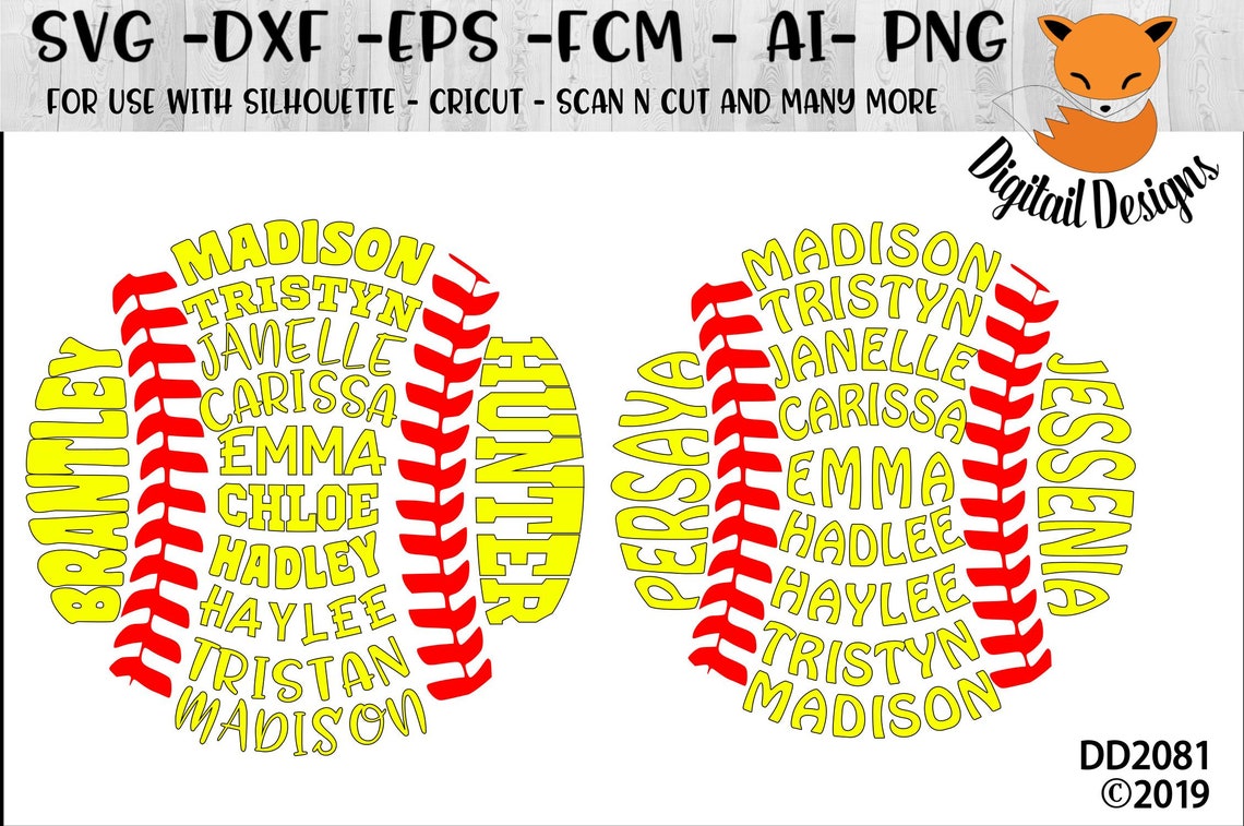 Your Custom Softball Names Word Art SVG Png Fcm Eps - Etsy