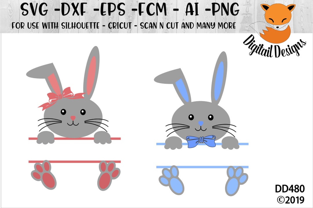 Split Easter Bunny SVG - Png - Fcm - Eps - Dxf - Ai - Cut File ...
