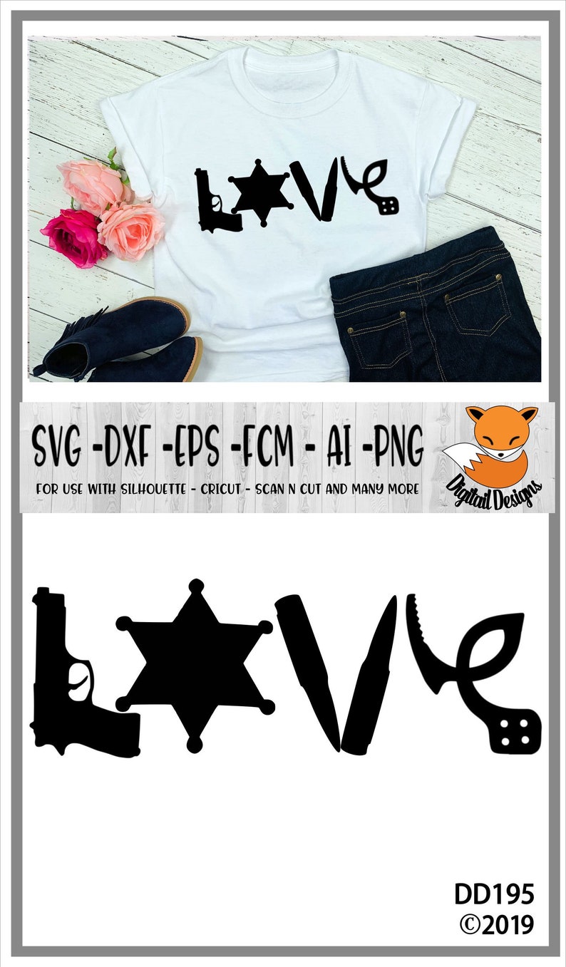 Sheriff Deputy Love SVG - Png - Fcm - Eps - Dxf - Ai - Cut File ...
