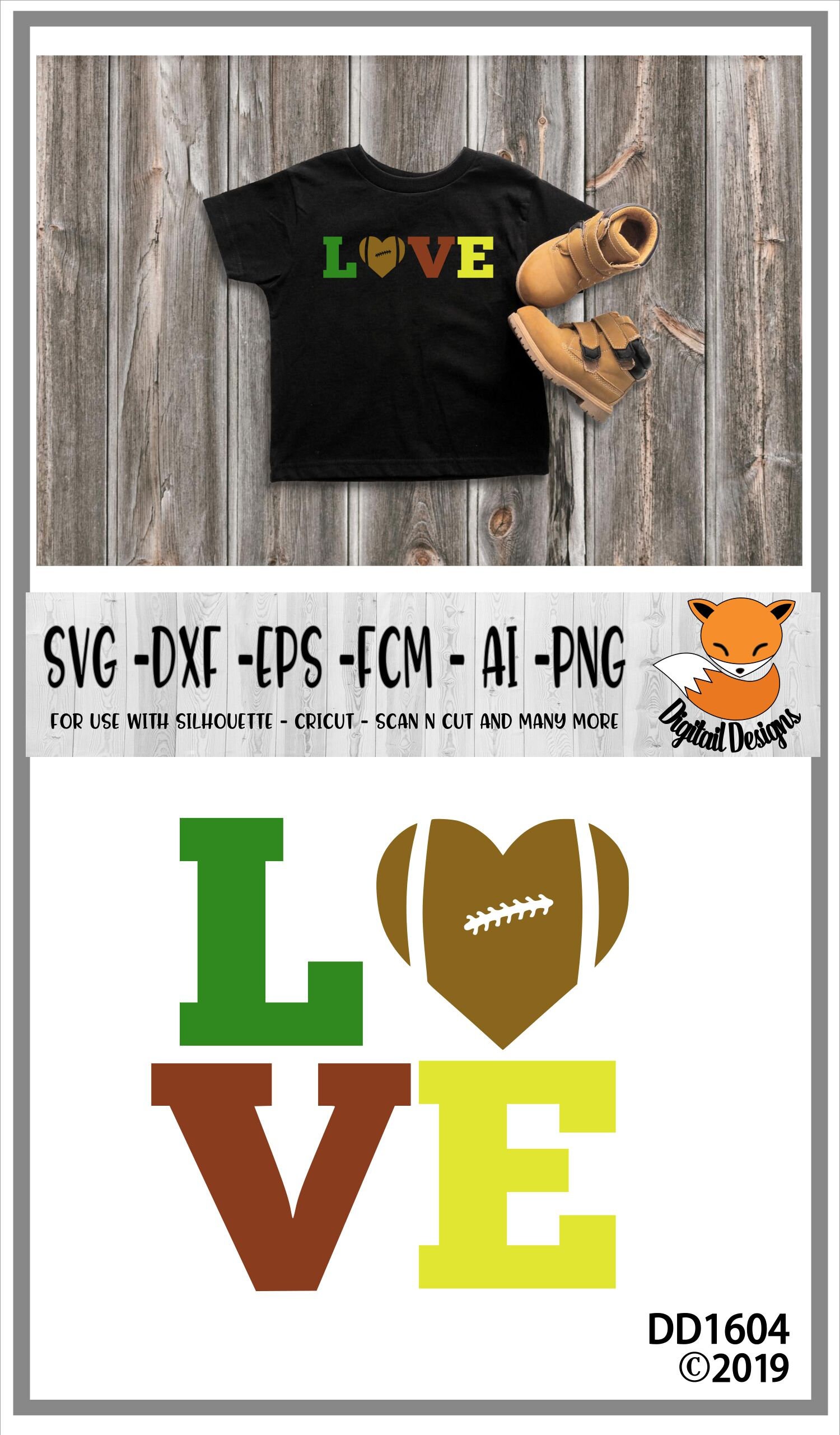 Football Love SVG - Dxf - Png - Eps - Fcm - Ai - Cut File - Silhouette ...