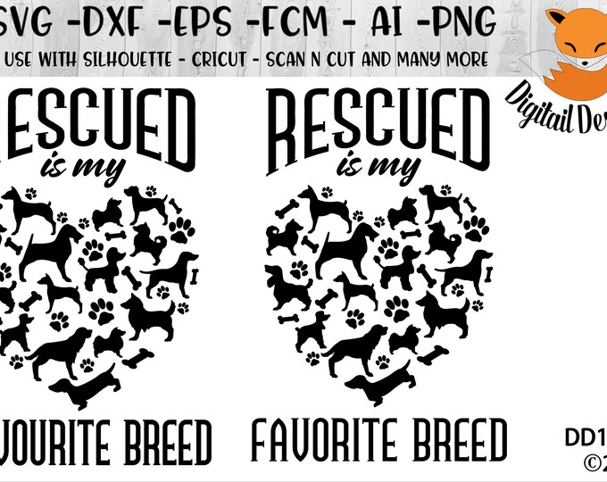 Rescue Dog SVG Dxf Png Eps Ai Fcm Cricut Silhouette Shelter Dog SVG Dog ...