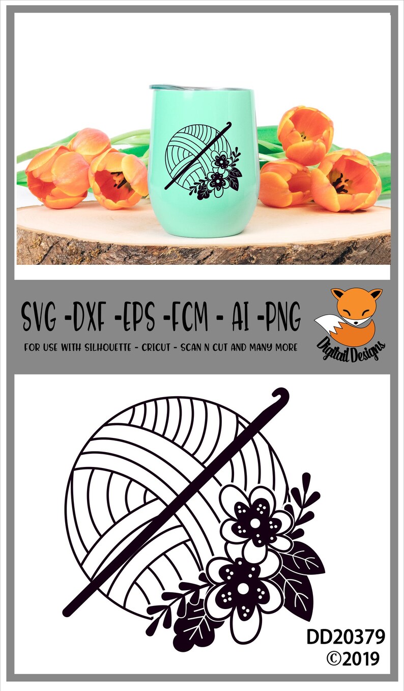 Crochet Floral Yarn SVG - Dxf - Png - Fcm - Eps - Ai - Cut File ...