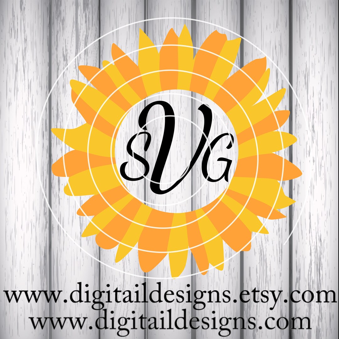 Sunflower Monogram Frame - Sunflower SVG - Dxf - Png - Eps - Fcm - Ai ...