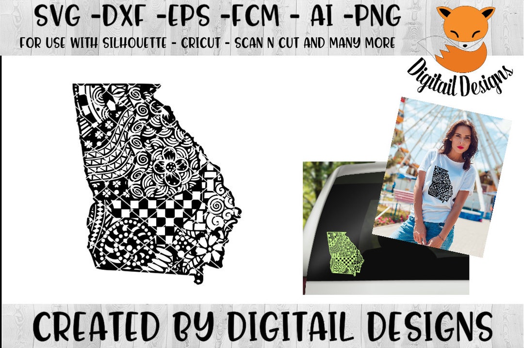 Zentangle Georgia SVG Png Fcm Eps Dxf Ai Cut File Silhouette Cricut ...
