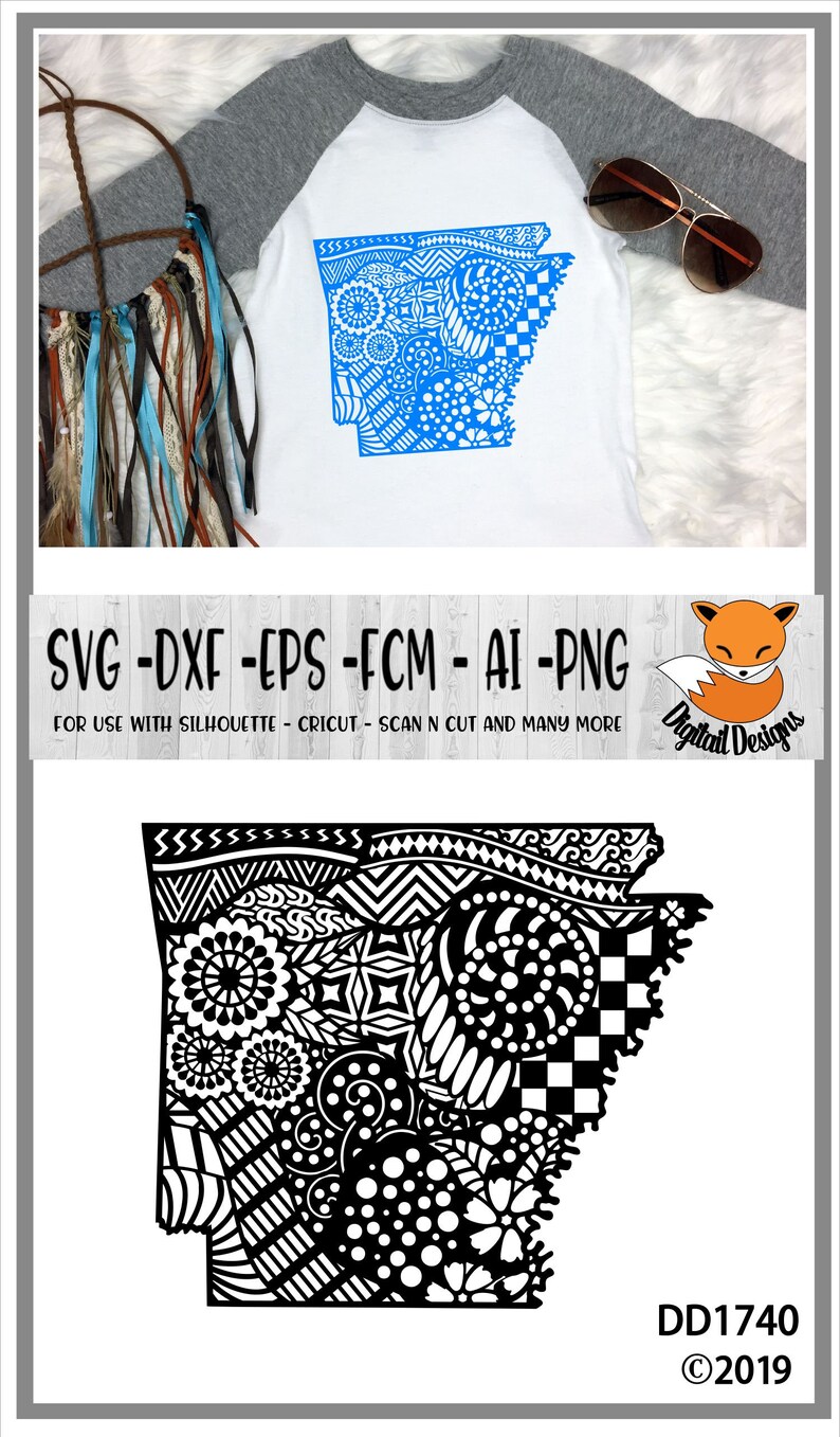 Arkansas State Zentangle SVG Png Eps Fcm Ai Dxf | Etsy