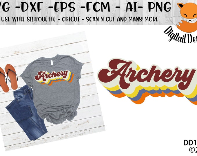Retro Archery SVG Png Eps Dxf Fcm Ai Silhouette Cricut Scan N Cut ...