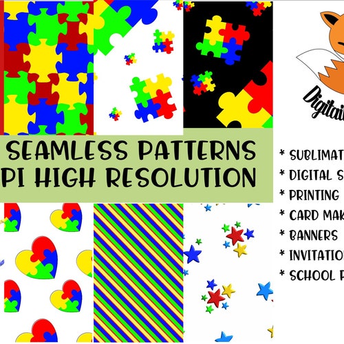 Autism Digital Paper Pack Instant Download Canada Inspired | Etsy