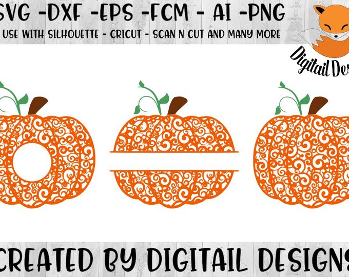 Swirl Pumpkin SVG Swirl Pumpkin Monogram Split Pumpkin Halloween SVG ...