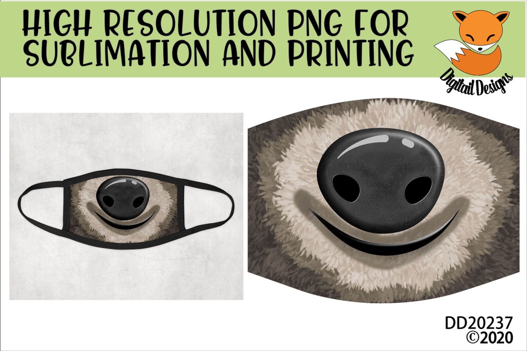 Funny Sloth Face Mask Design PNG - Instant Download - Face Mask ...