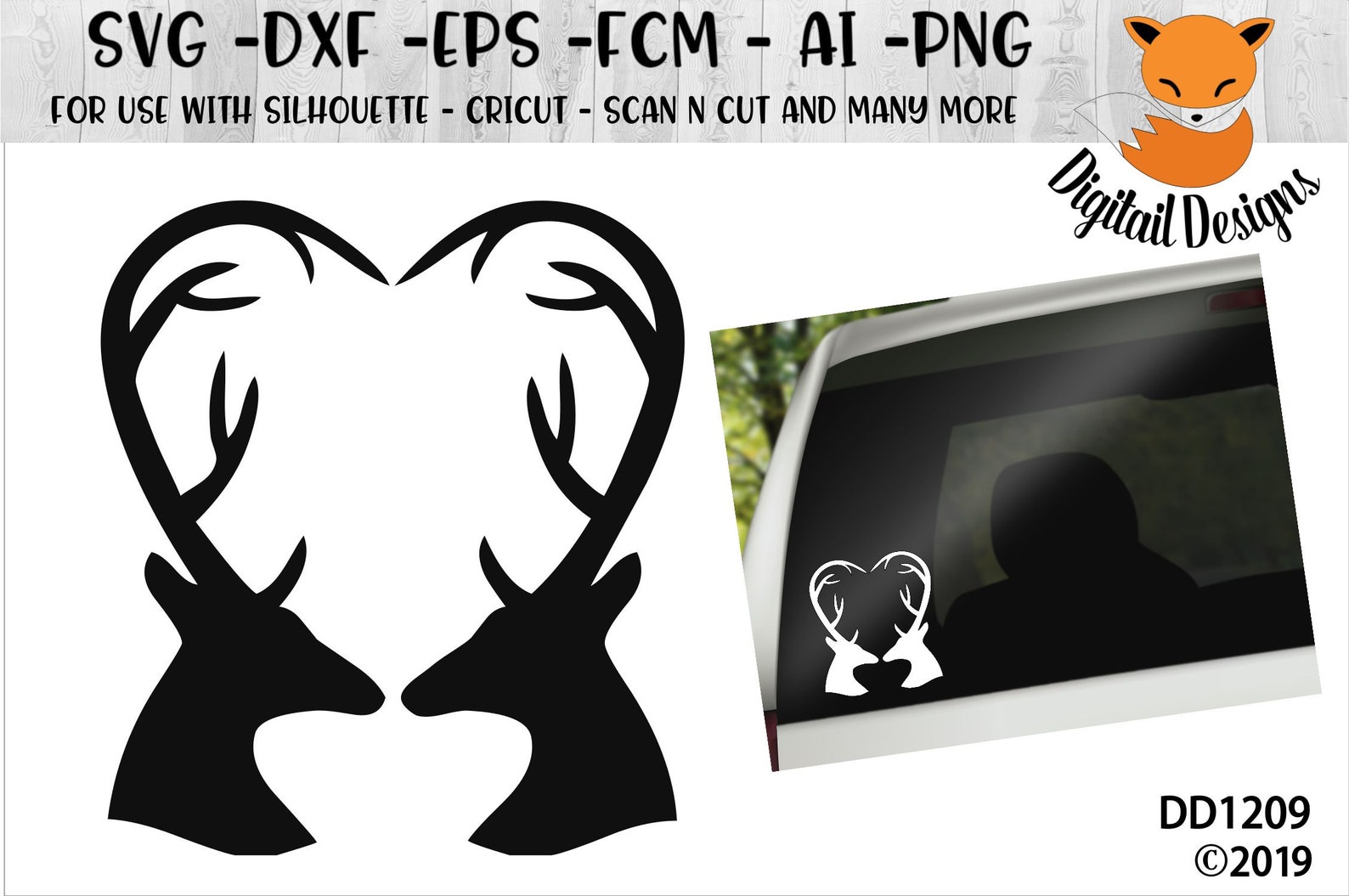 Heart Deer SVG Png Fcm Eps Dxf Ai Cut File - Etsy