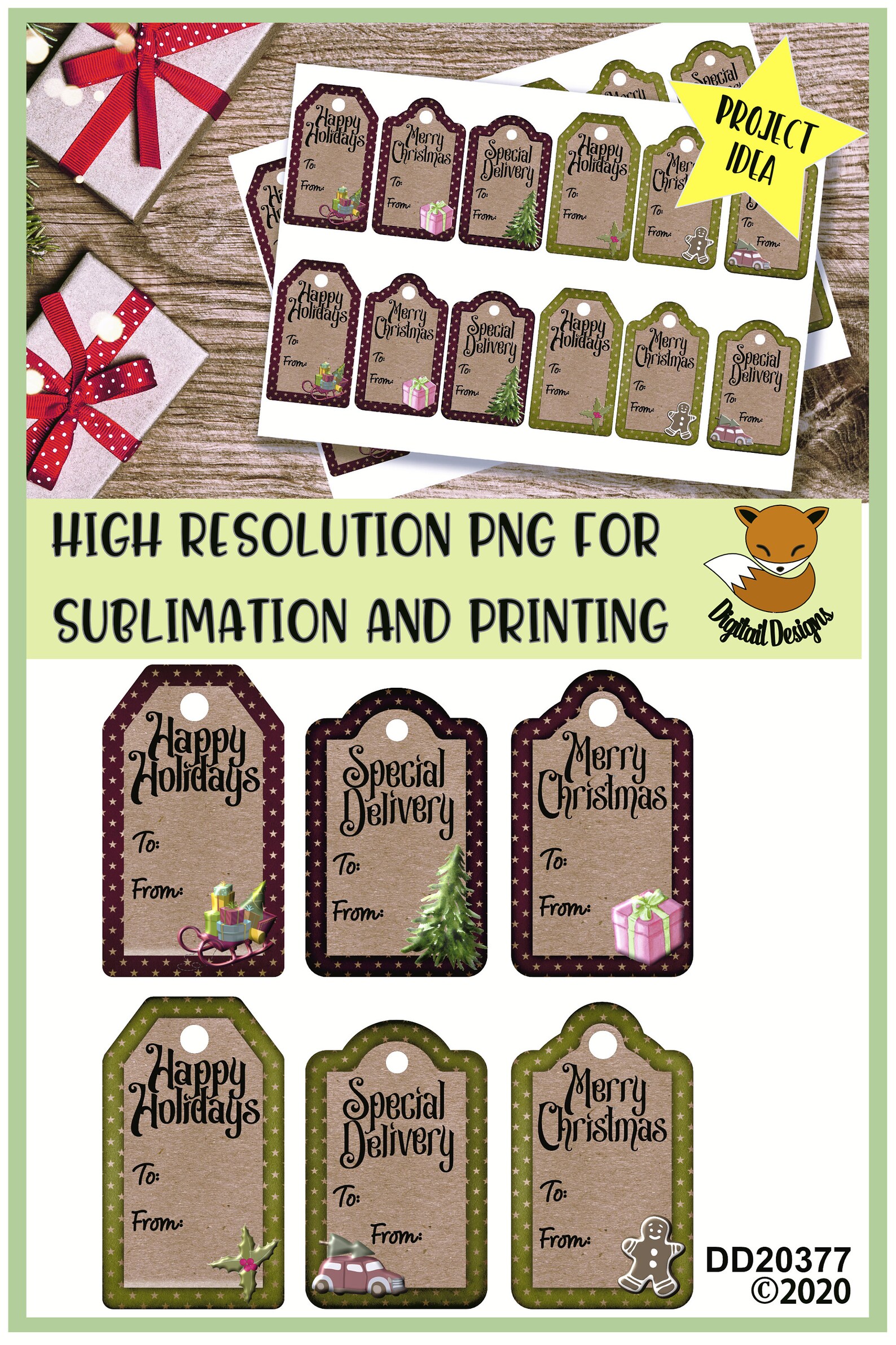 Printable Christmas Gift Tags - Sublimation Gift Tags - Gift Tag ...