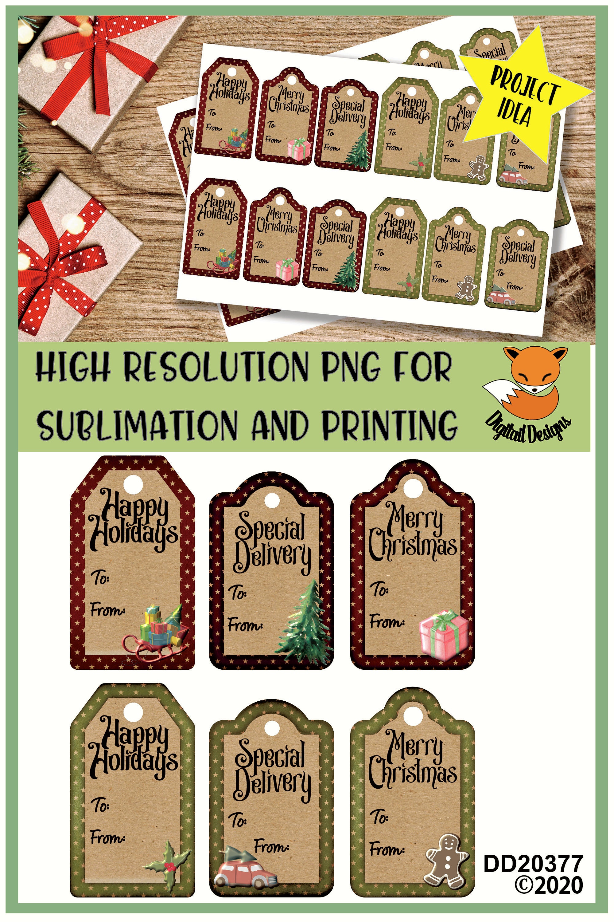 Printable Christmas Gift Tags - Sublimation Gift Tags - Gift Tag ...