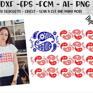 Paisley Flag SVG - America SVG - Png - Dxf - Eps - Fcm - Ai - Stars and ...