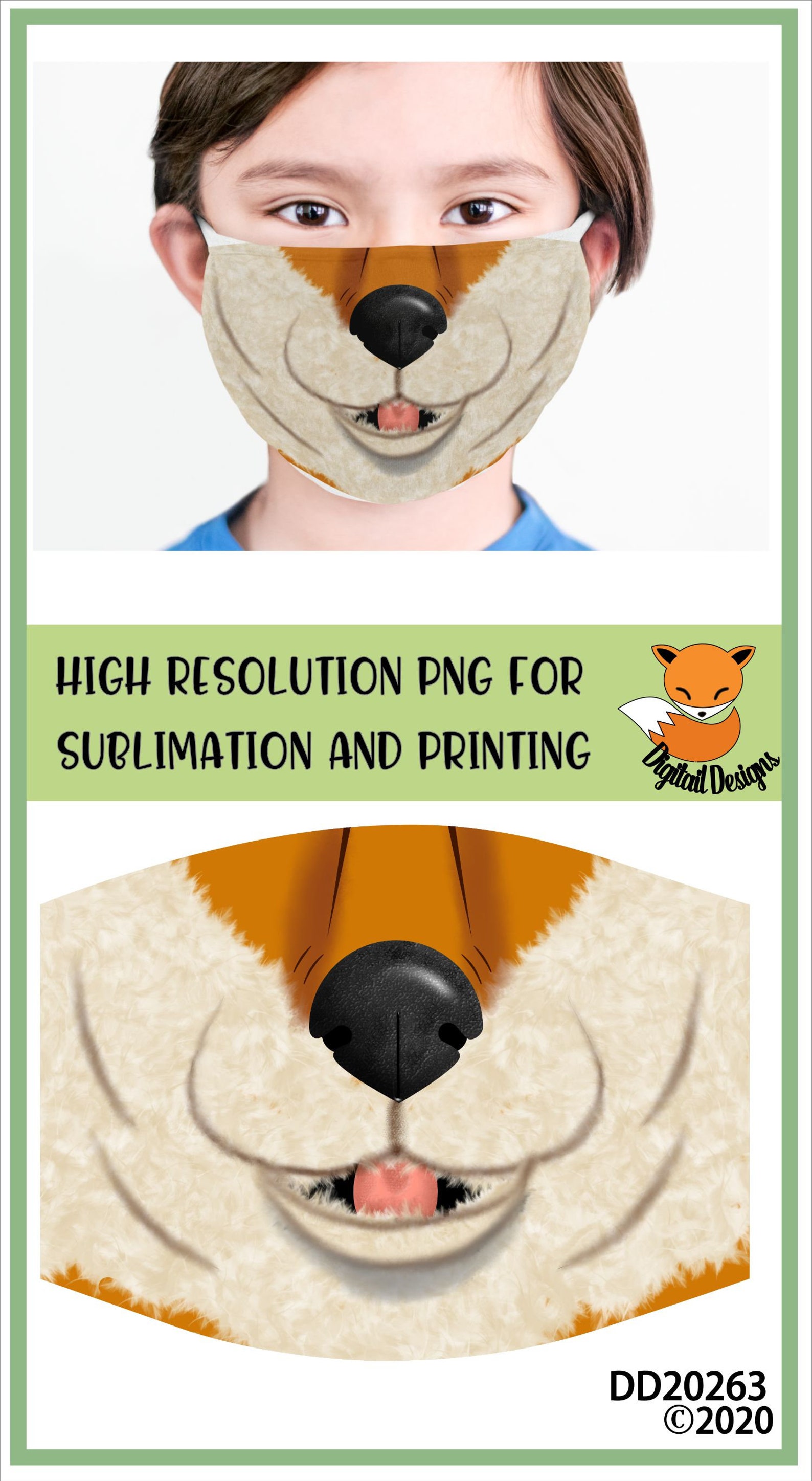 Fox Nose Face Mask Design PNG Instant Download Face Mask - Etsy
