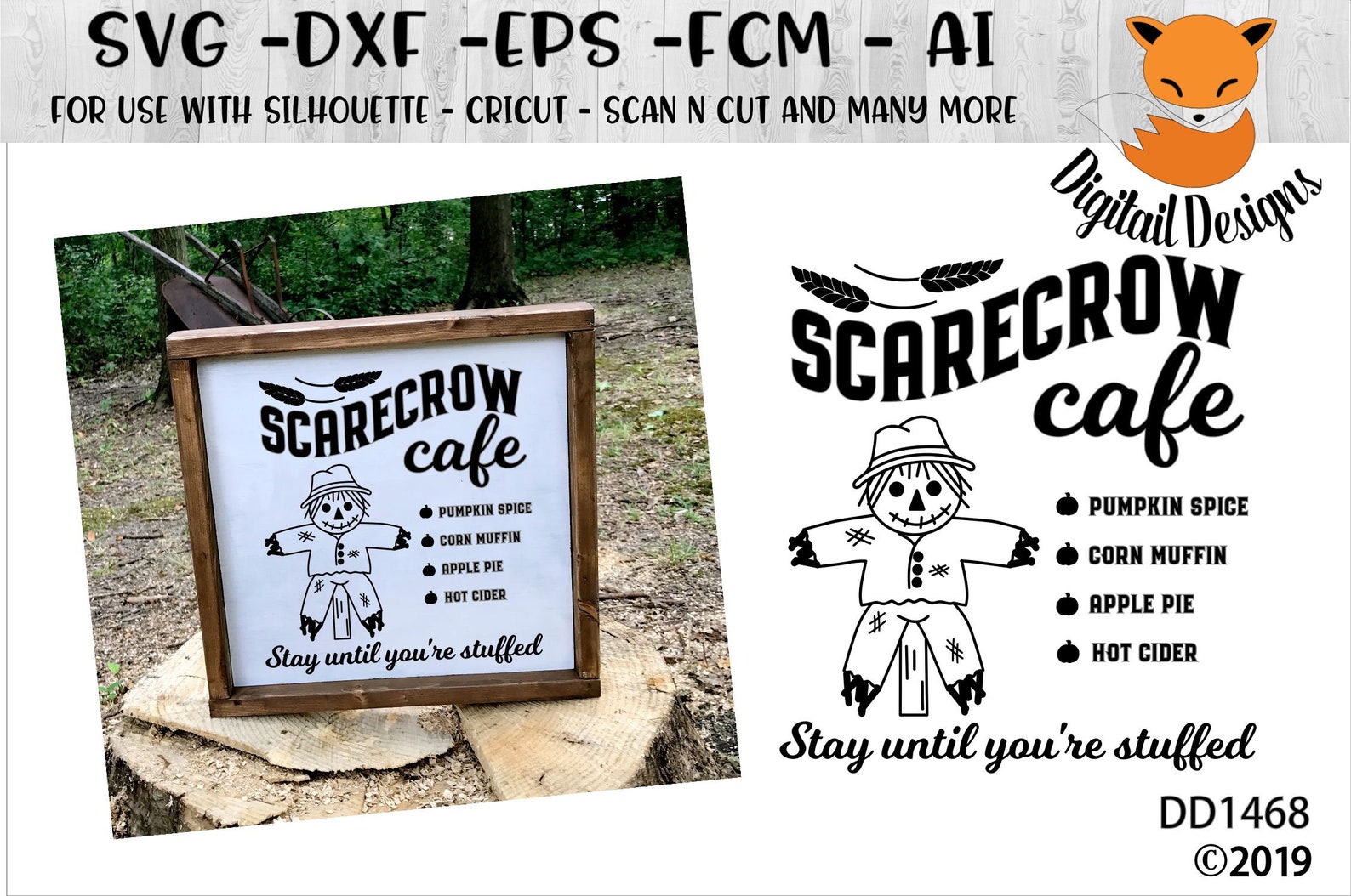 Scarecrow Cafe SVG - Dxf - Png - Eps - Fcm - Ai - Silhouette Cameo ...