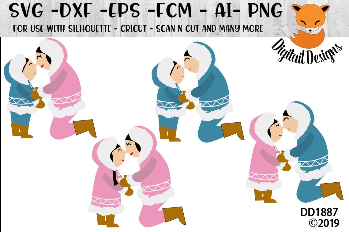 Inuit Parent and Child Eskimo Kisses SVG Png Dxf Fcm | Etsy