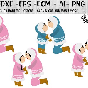 Inuit Parent and Child Eskimo Kisses SVG - Png - Dxf - Fcm - Eps - Ai ...