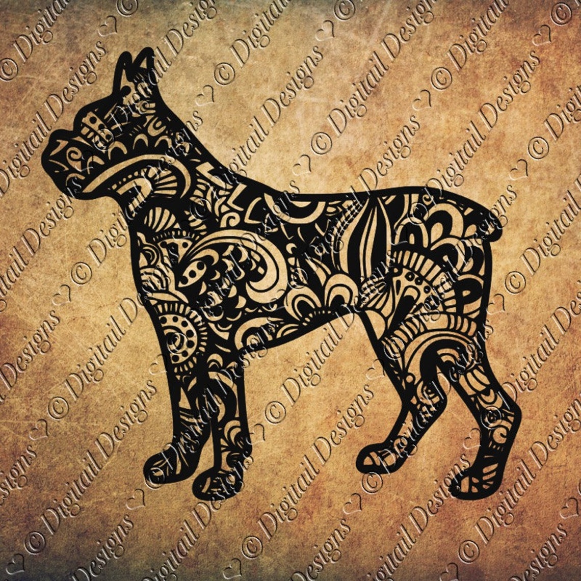 Zentangle Boxer SVG, Dxf, Fcm, Eps, Ai, Png Cut File for Silhouette ...