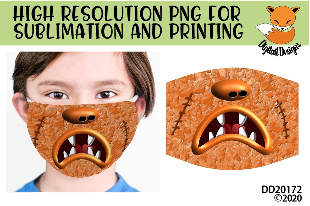 Funny Monster Mouth Face Mask Design PNG - Instant Download - Face Mask ...