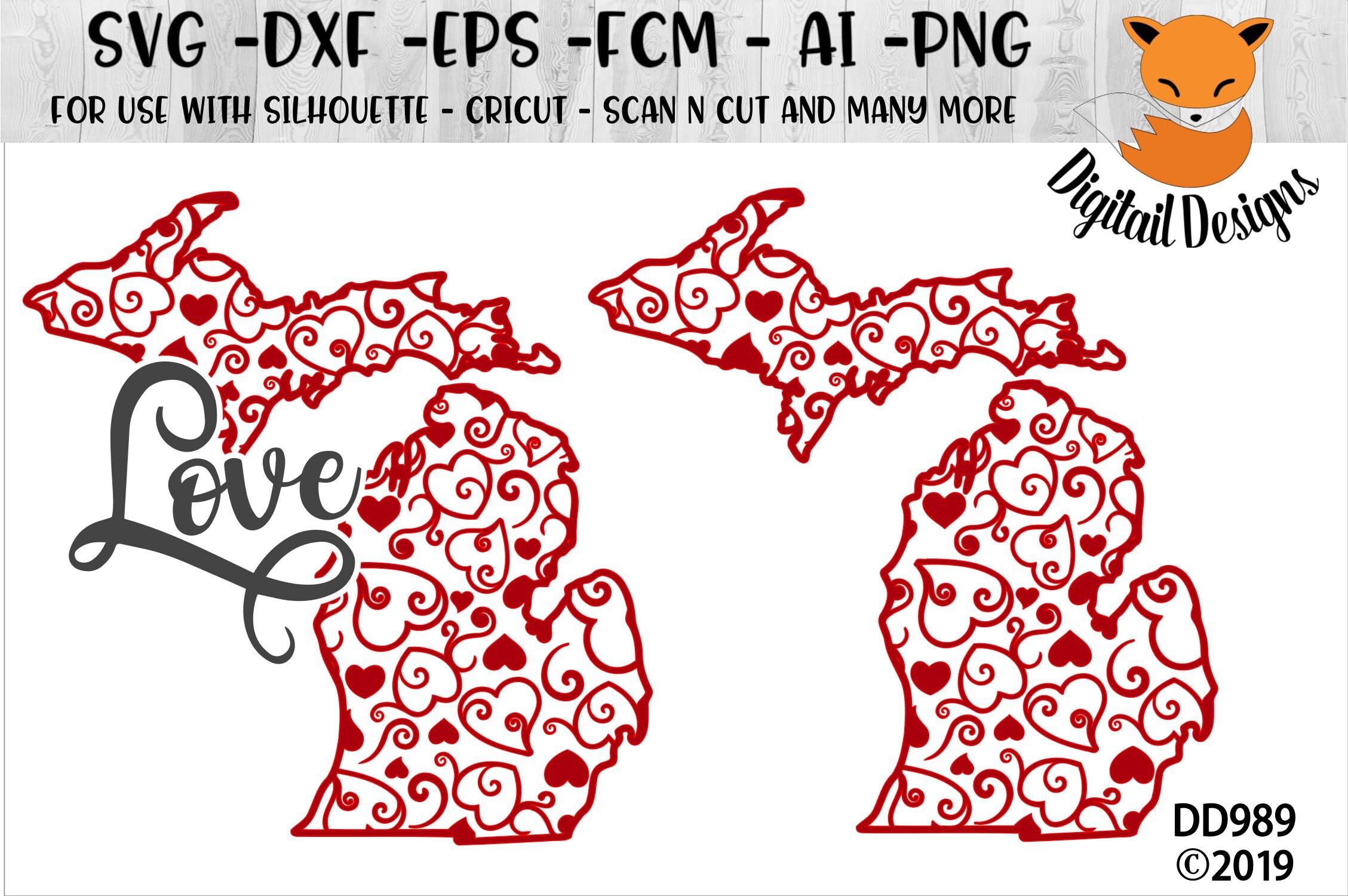 Michigan Valentine SVG - Png - Fcm - Eps - Dxf - Ai - Cut File ...