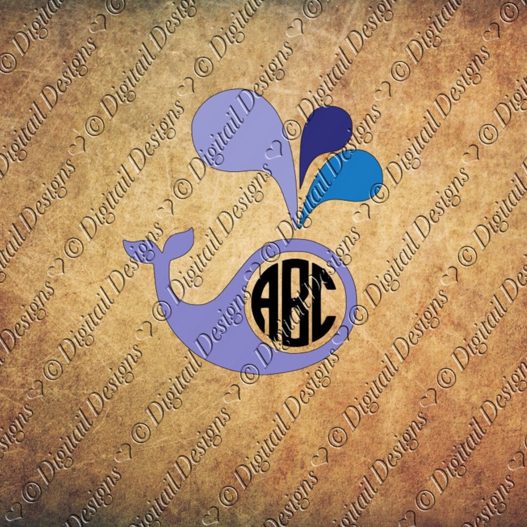 Whale Monogram Frame, Beach Monogram SVG, Dxf, Png, Eps, Fcm, Ai ...