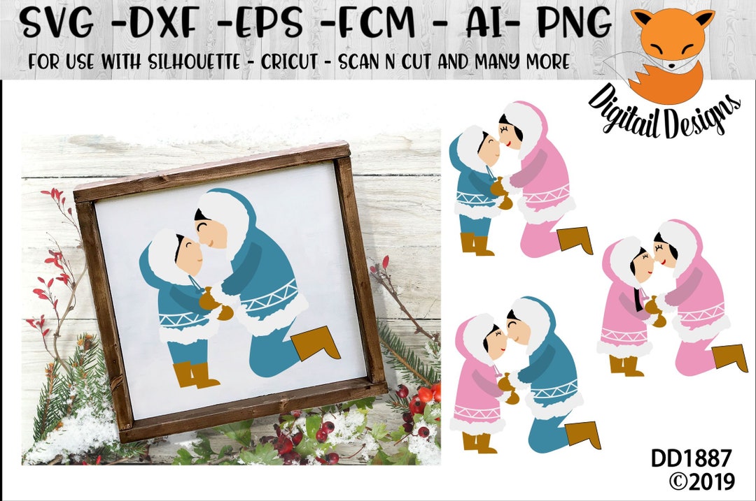Inuit Parent and Child Eskimo Kisses SVG - Png - Dxf - Fcm - Eps - Ai ...