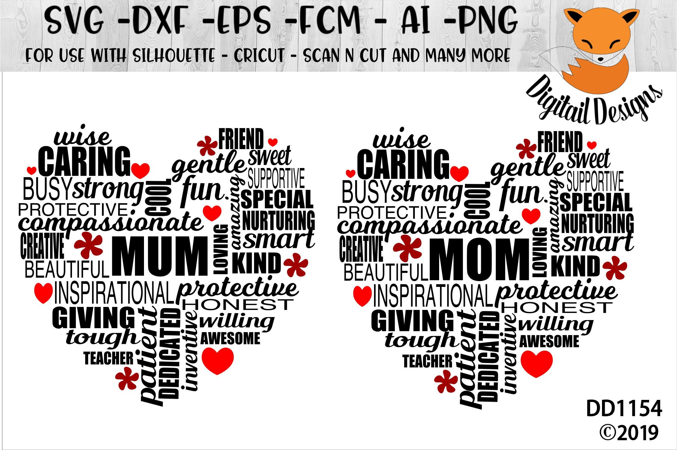 Mom Word Art SVG png fcm eps dxf ai Cut File | Etsy