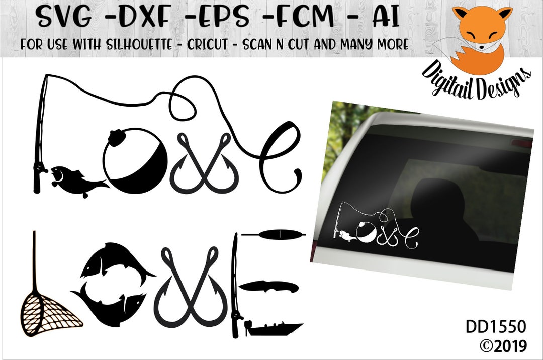 Fishing Love SVG - Png - Fcm - Eps - Dxf - Ai - Cut File - Silhouette ...