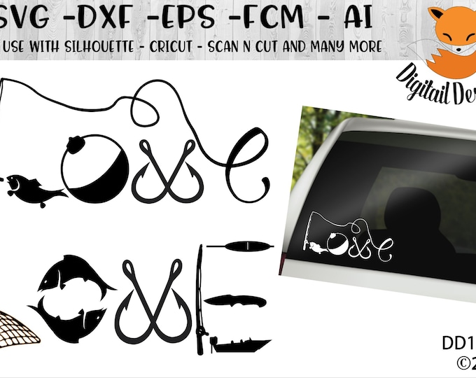 Fishing Love SVG - Png - Fcm - Eps - Dxf - Ai - Cut File - Silhouette ...