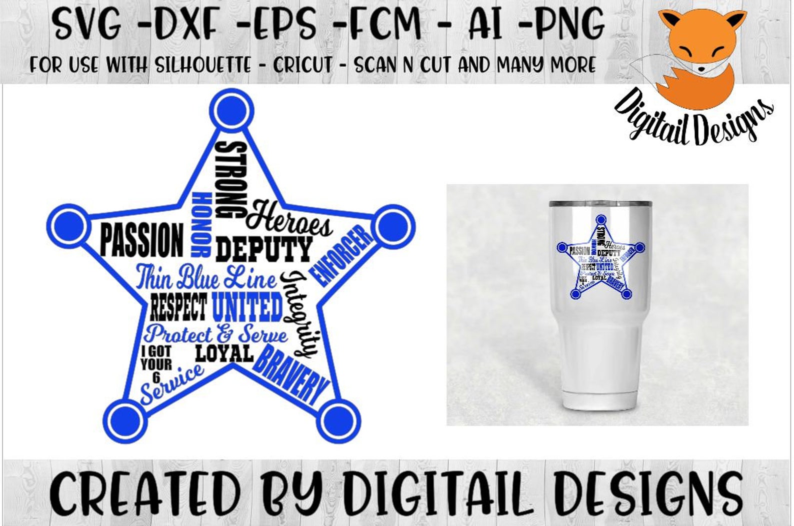 Deputy Badge SVG - Png - Fcm - Eps - Dxf - Ai - Cut File - Silhouette ...