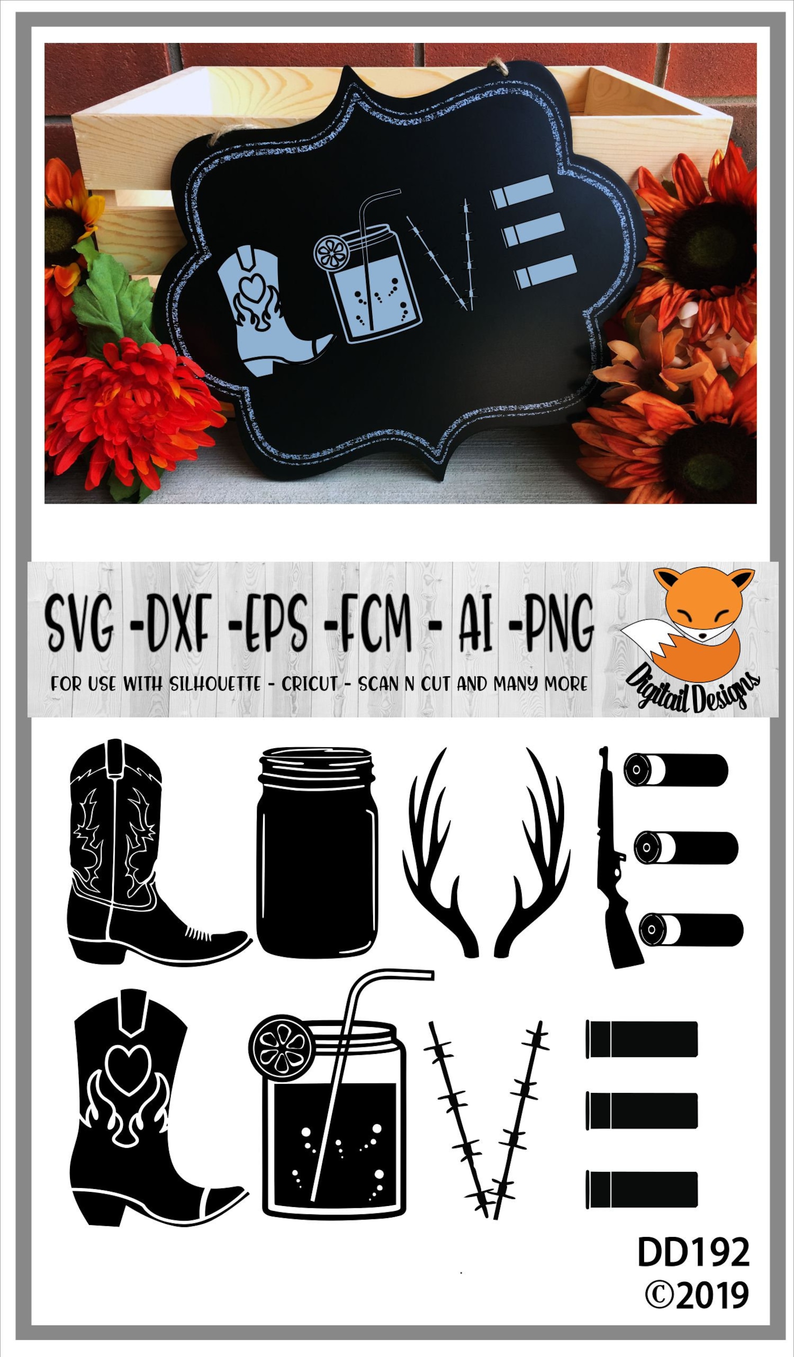 Country Love SVG Png -dxf - Eps - Fcm - Ai - Cut File - Silhouette ...