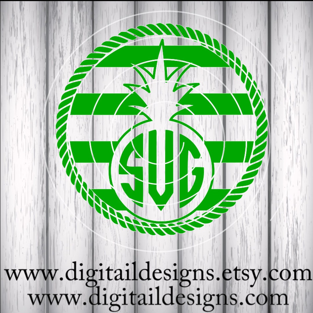 Pineapple Monogram Frame SVG - Png - Dxf - Eps - Ai - Fcm - Beach ...