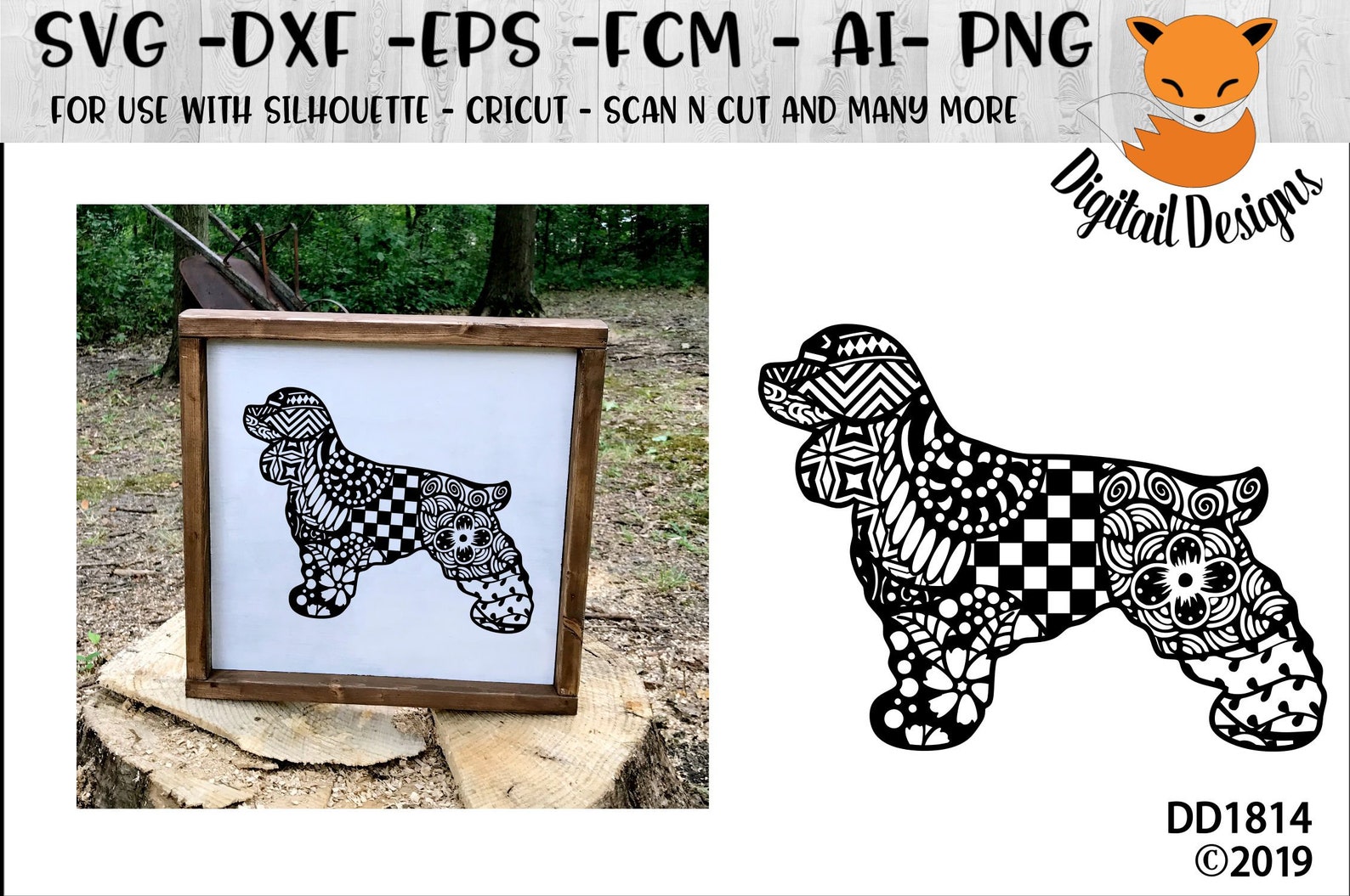 Zentangle Cocker Spaniel SVG - Dxf - Eps - Fcm - Ai - Png - Cocker ...