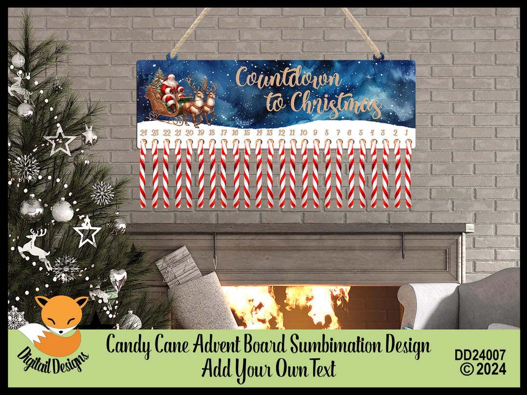 Candy Cane Countdown Board PNG, Countdown to Christmas, Candy Cane ...