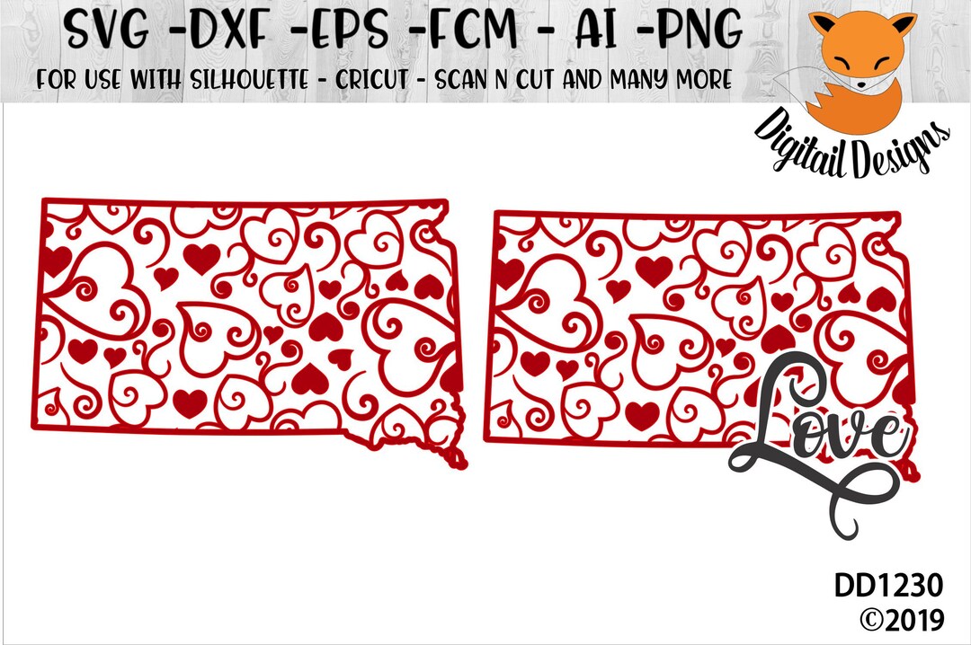 South Dakota Valentine SVG - Dxf - Png - Eps - Fcm - Ai - South Dakota ...