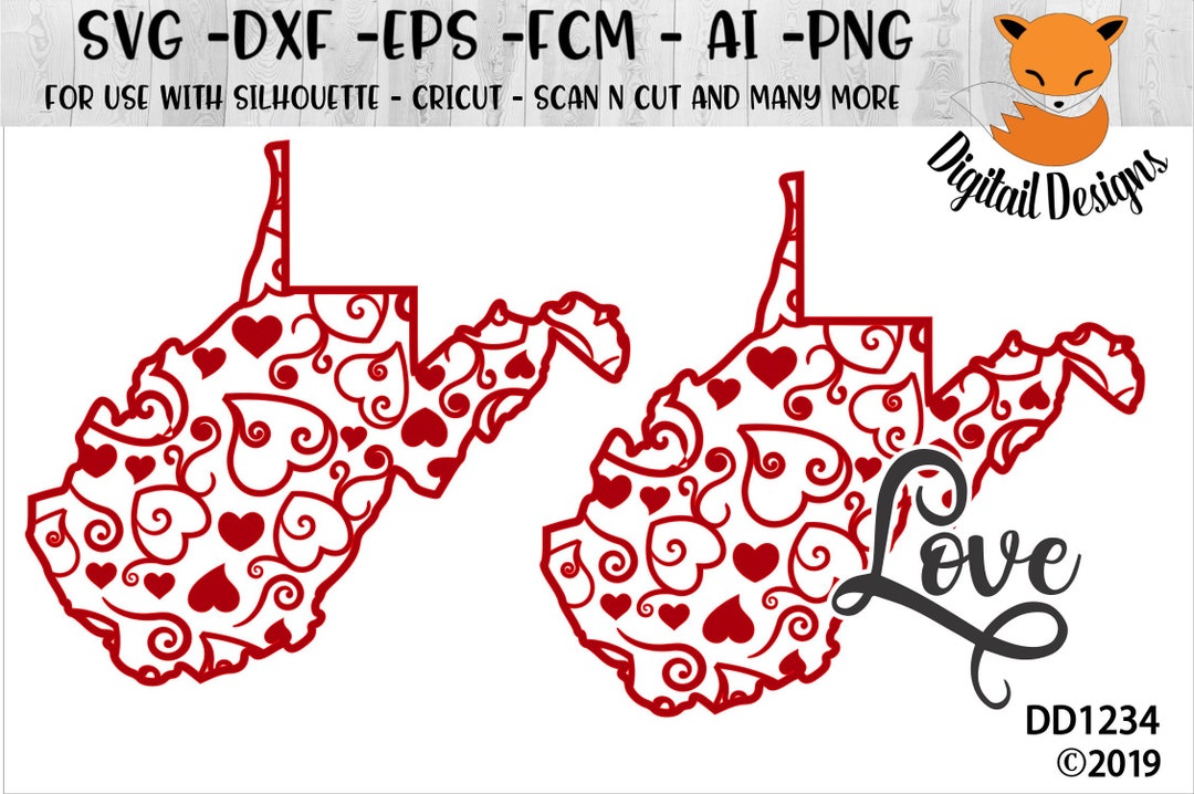 West Virginia Valentine SVG - Dxf - Png - Eps - Fcm - Ai - West ...